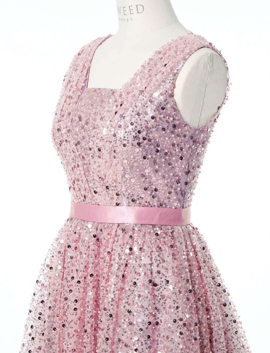ノースリーブロングドレス スパンコールチュール 演奏会用 ピンクベージュ｜ツイードドレス・TU2317-PKBE – TWEED DRESS