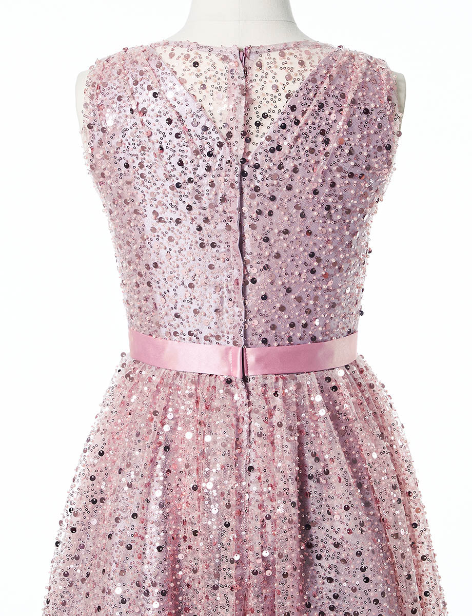 ノースリーブロングドレス スパンコールチュール 演奏会用 ピンクベージュ｜ツイードドレス・TU2317-PKBE – TWEED DRESS