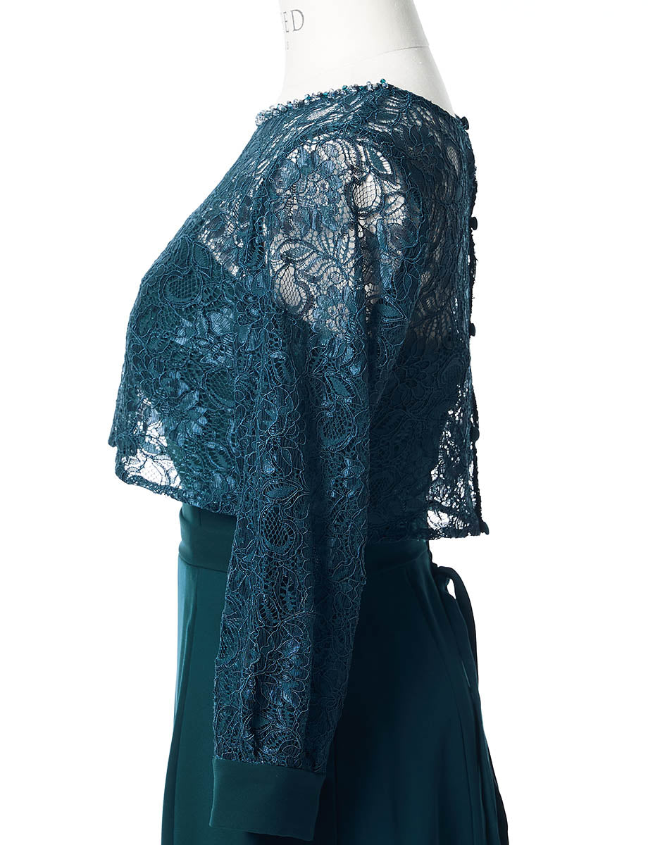 ボレロ付 ベアトップ マーメイドロングドレス 演奏会用 グリーン サテン｜ツイードドレス・TU2325-1-GNBK – TWEED DRESS